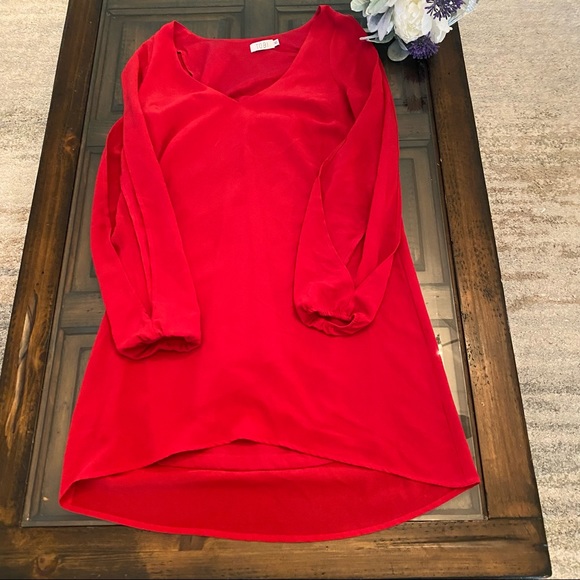 Tobi | Dresses | Tobi Red Cold Shoulderarm Shift Dress | Poshmark